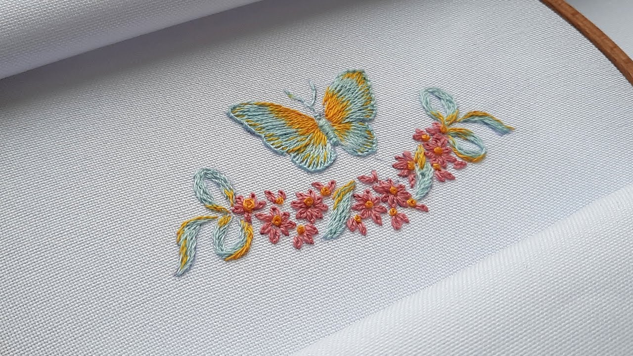 Amazing Simple Butterfly Design Exquisite Hand Embroidery - YouTube