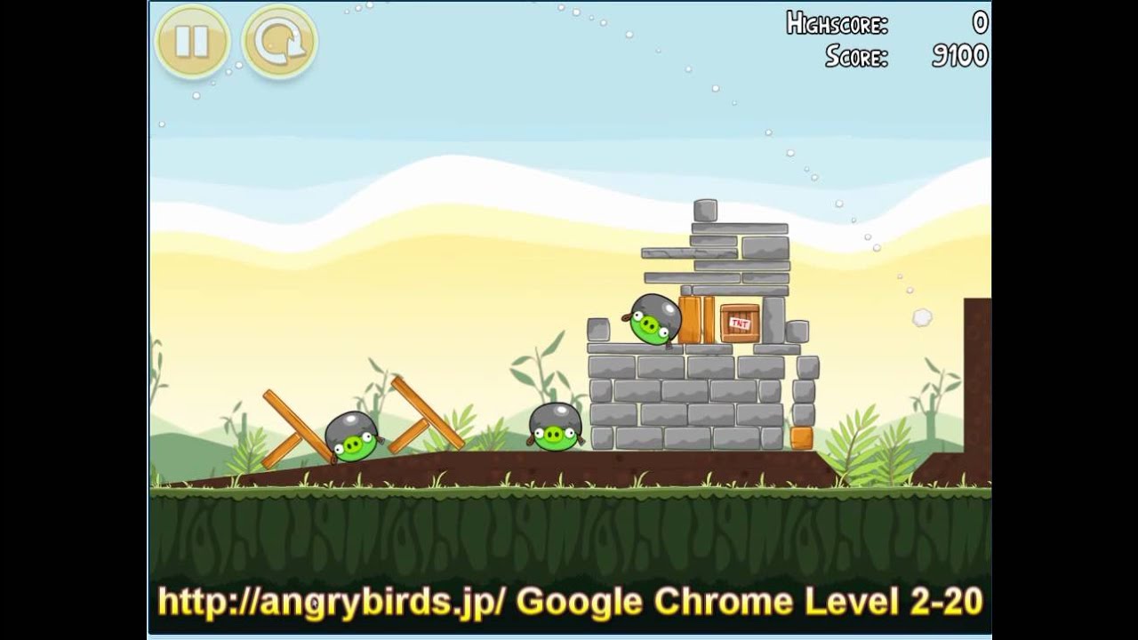 アングリーバード（Angry Birds）Google版 Level 2-20 ChromeマークGET! - YouTube