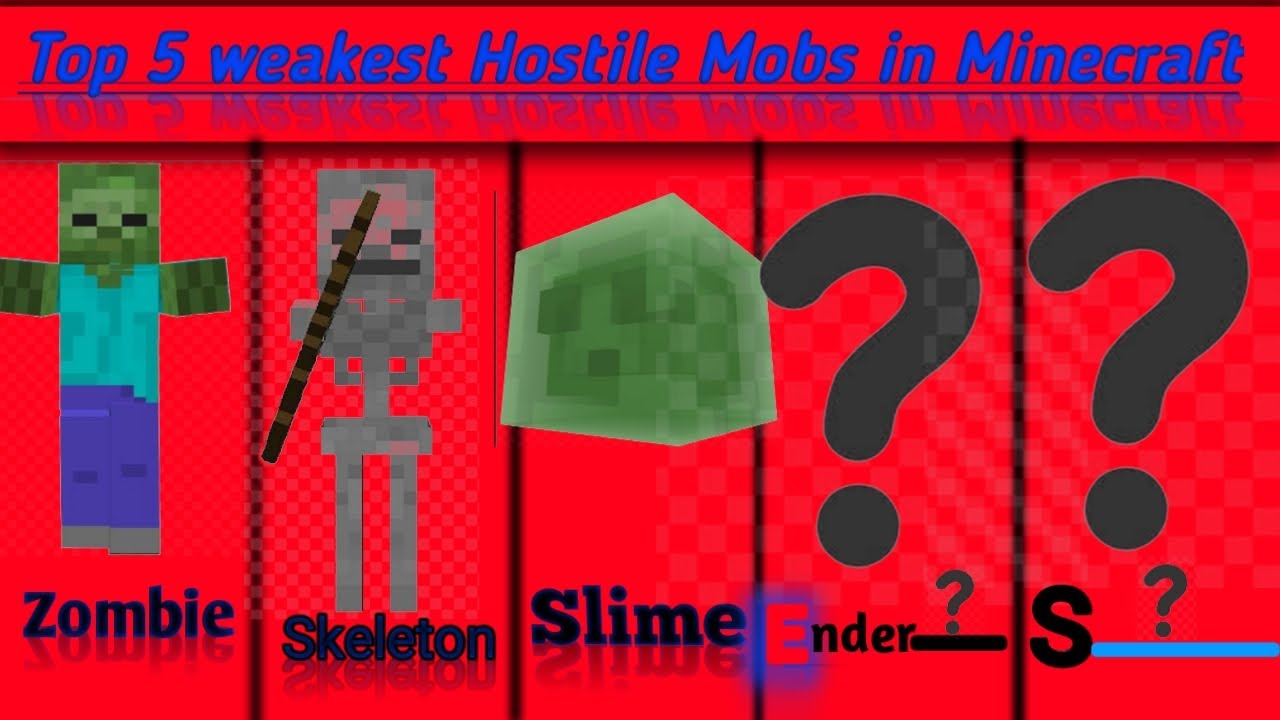 Top 5 weakest Hostile Mobs in Minecraft|| Weakest hostile mobs in ...