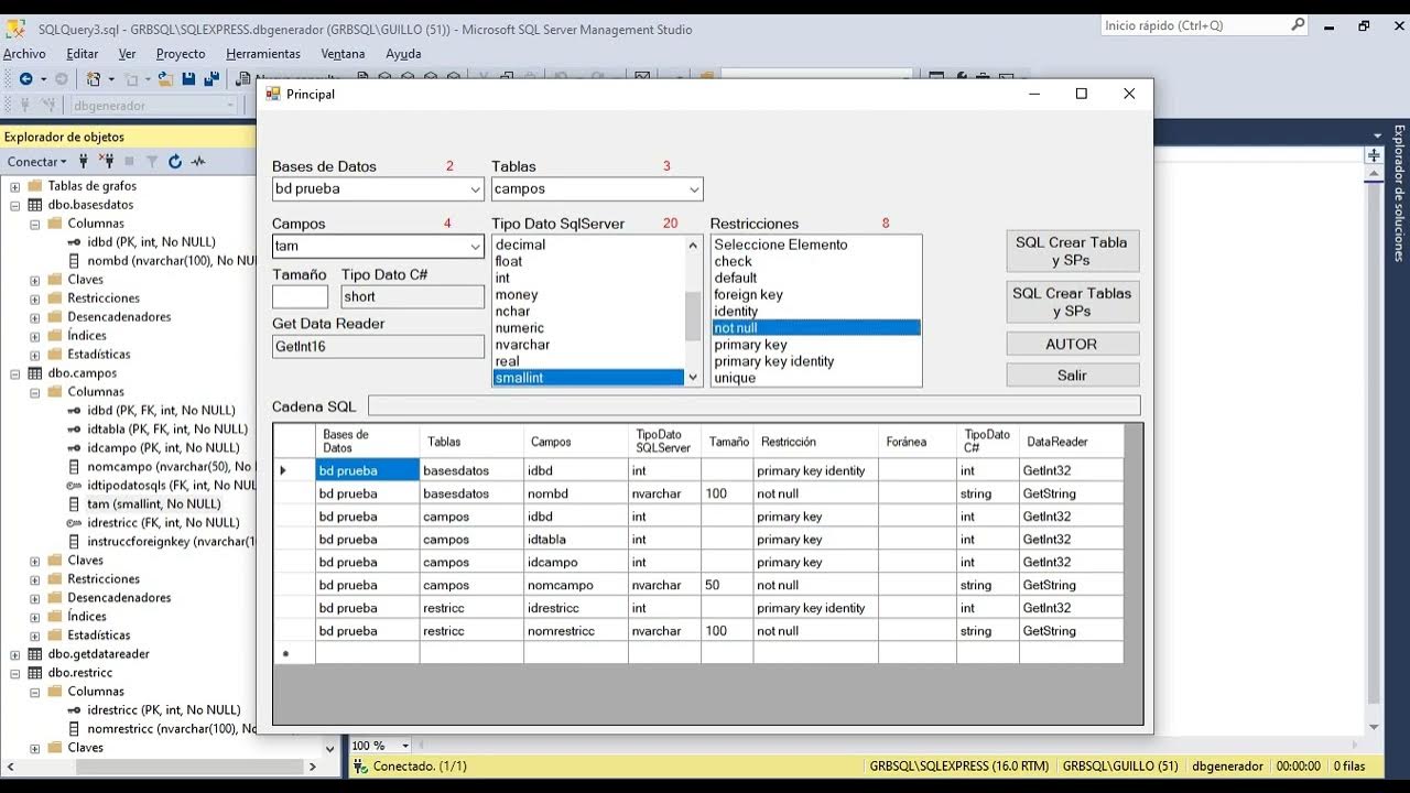 Generador de Instrucciones SQL y Procedimientos Almacenados para ...