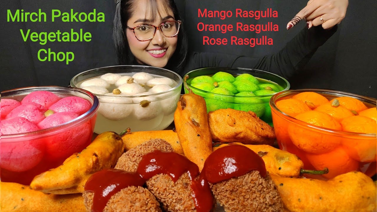 Eating Different types of Rasgulla, Pakoda | Indian Sweets | Big bites ...
