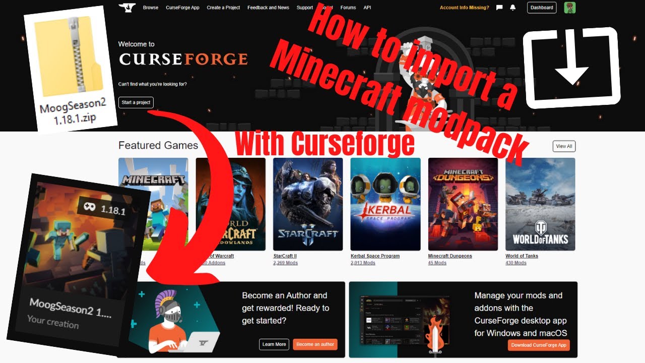 How to import a modpack into curseforge v1 - YouTube