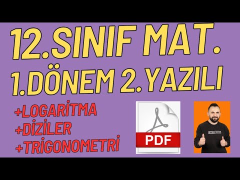 12.sınıf matematik 1.dönem 2.yazılı soruları +PDF Diziler Trigonometri Logaritma 2026 yazılı 12sınıf