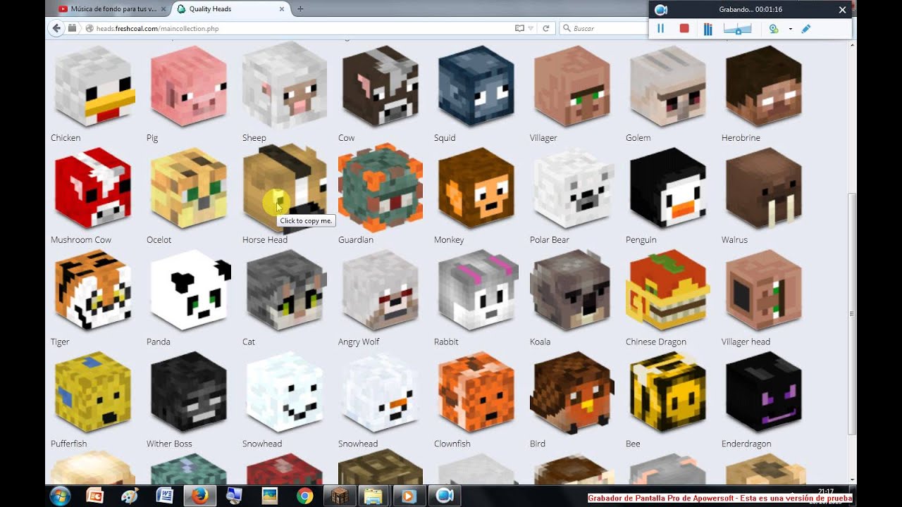 Tutorial:Como poner la cabeza que querais en vuestro minecraft - YouTube
