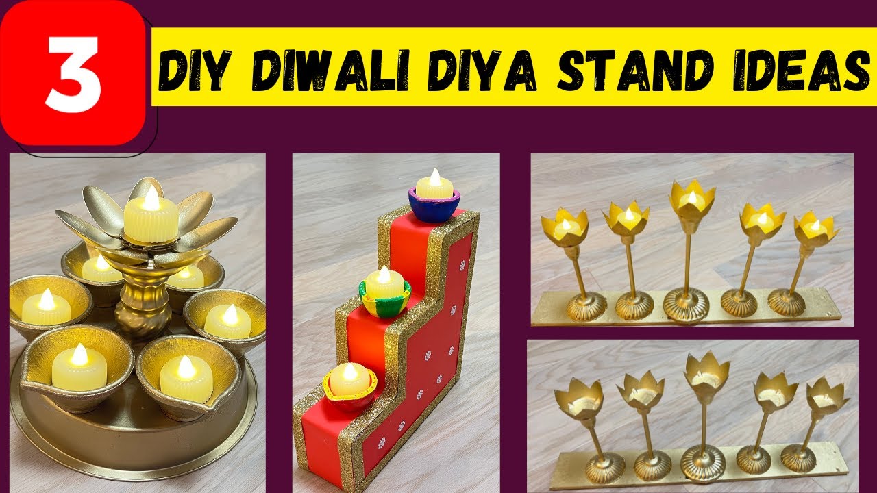3 DIY Diya Stand Ideas for Diwali Decoration | Diya stand making - YouTube