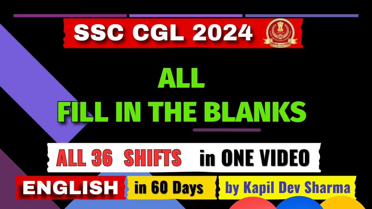 SSC CGL Pre 2024 | All FILL IN THE BLANK QUESTIONS in one Video ...