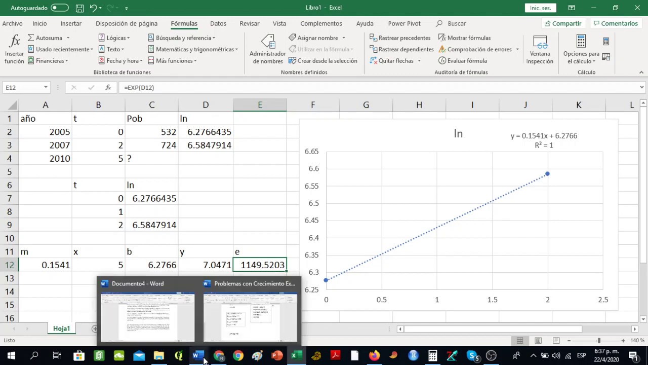 Crecimiento Exponencial Parte 2 Uso de Excel - YouTube