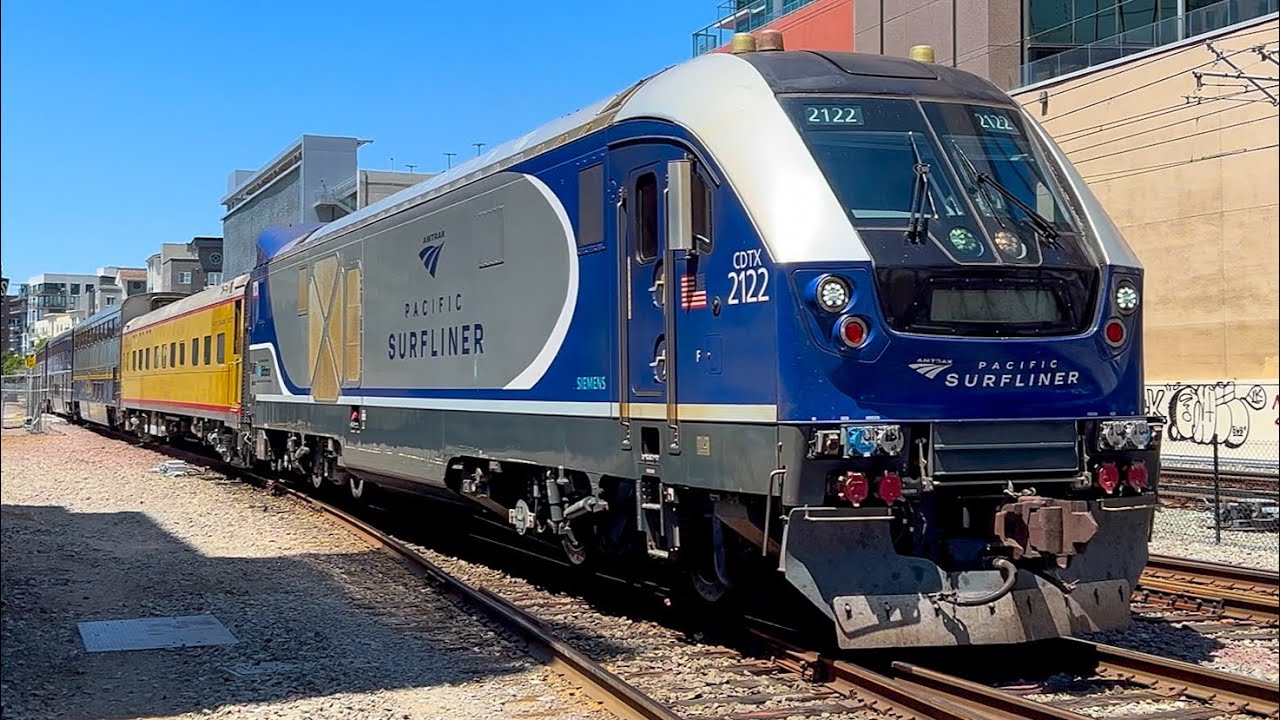 Amtrak Pacific Surfliner Trains with a Private Passenger Rail Coach in ...