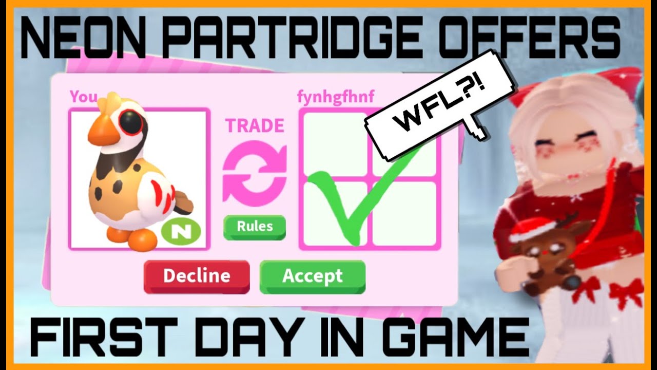 🎄Trading NEON PARTRIDGE in Adoptme!! First Day in Game! 🤩 - YouTube