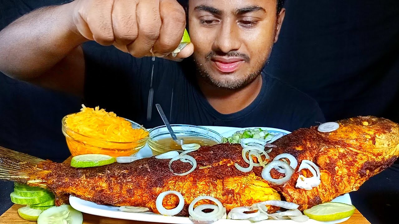 CRISPY 2 KG WHOLE ROHU FISH FRY EATING CHALLENGE || WHOLE FISH EATING # ...