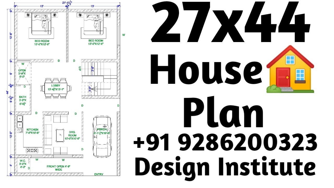 27x44 House plan design🏠|Design Institute | +919286200323 |#houseplan ...