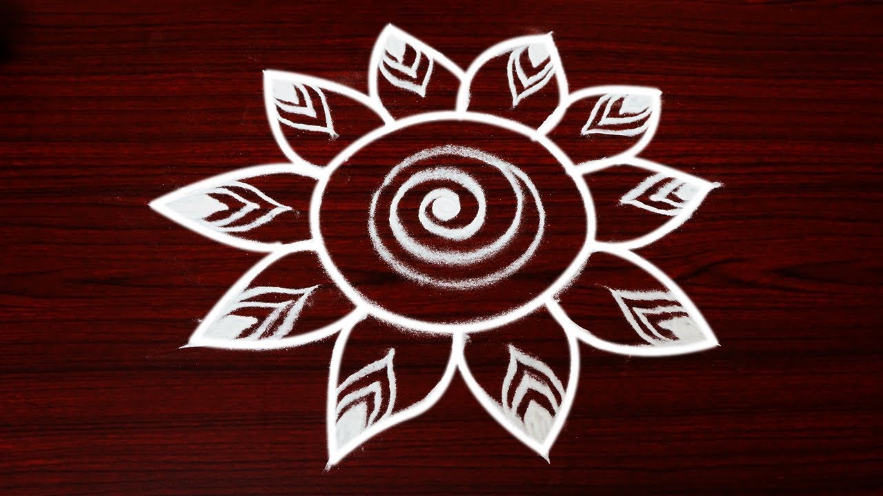 Simple freehand flower kolam designs - Kolam design without dots ...