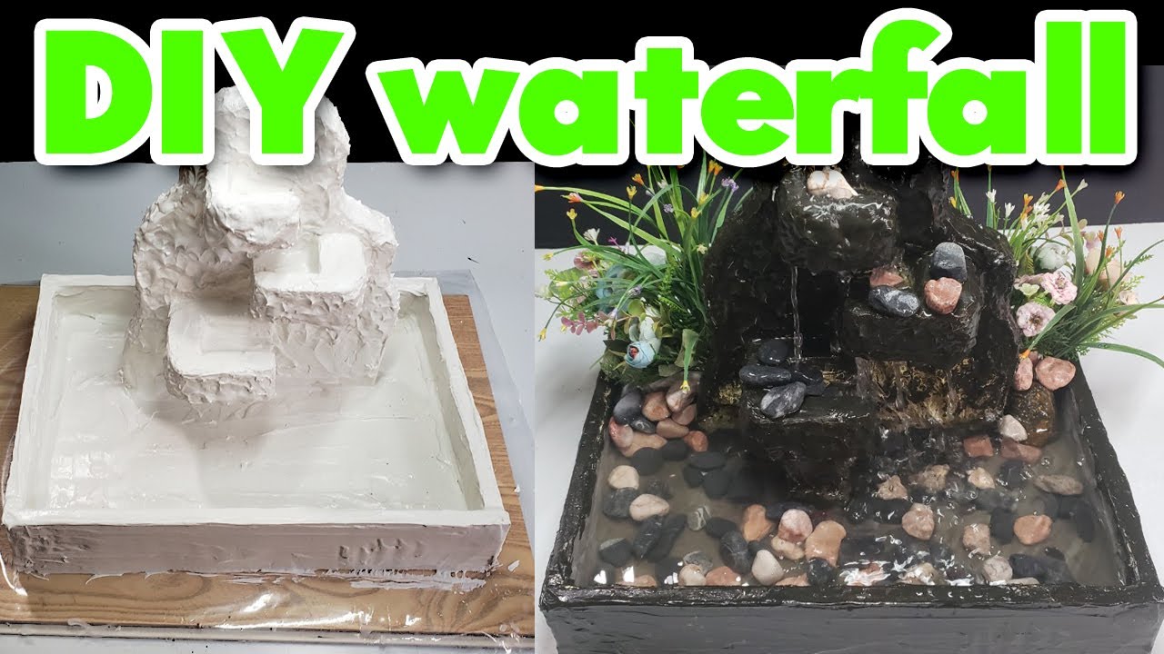 DIY Making an amazing waterfall to decorate a lovely home | Waterfall ...