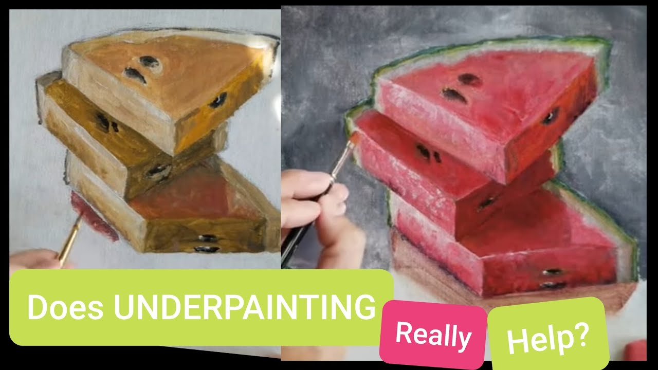 How to: Acrylic Underpainting Technique painting Watermelon slices ...