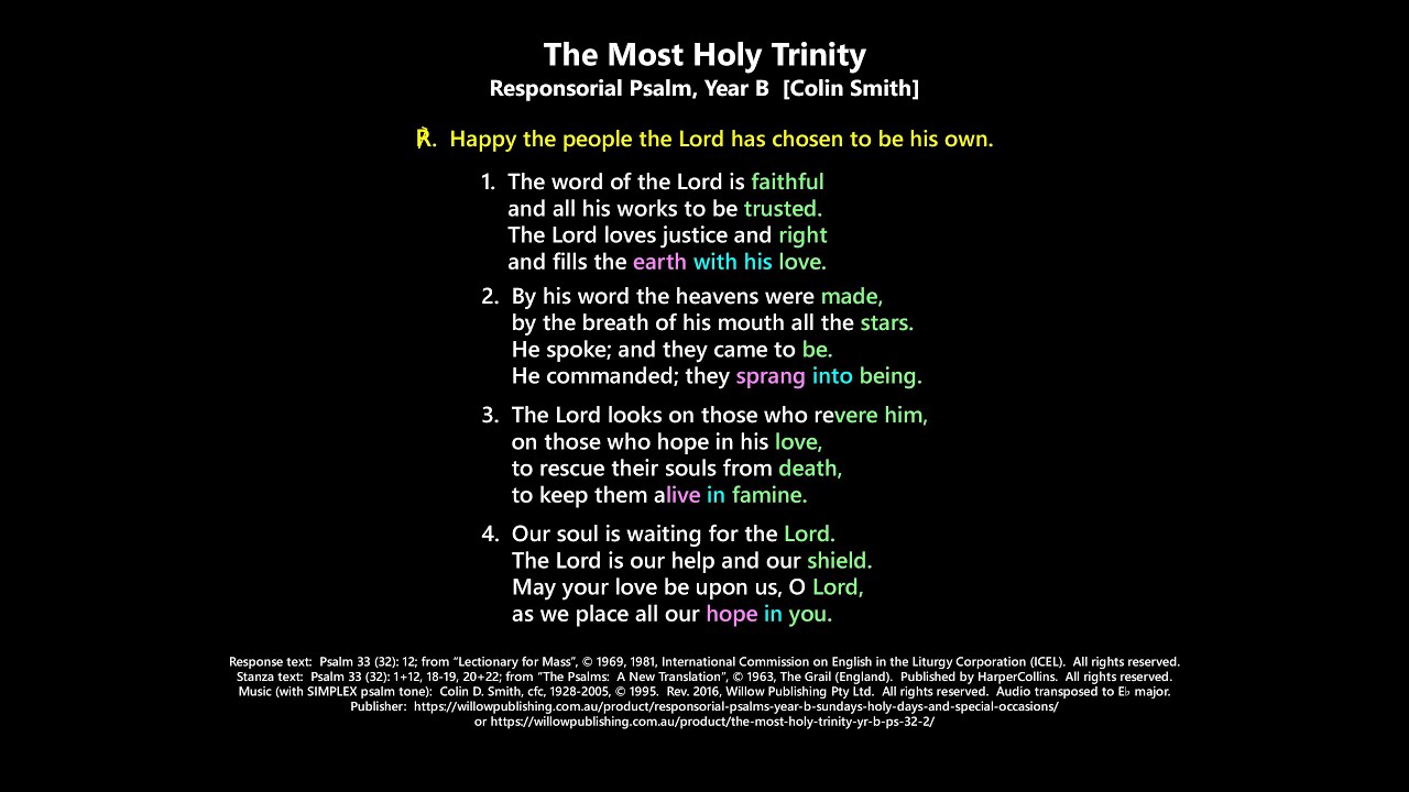 The Most Holy Trinity: Responsorial Psalm, Year B [Colin Smith] - YouTube