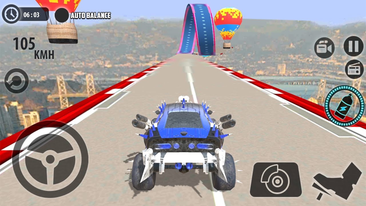 Impossible Car🚗 Crazy Ramp Car Stunt Master 3D - Blue Monster Truck New ...