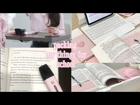 Packing my stuff for school w me 🩷🩷 - YouTube