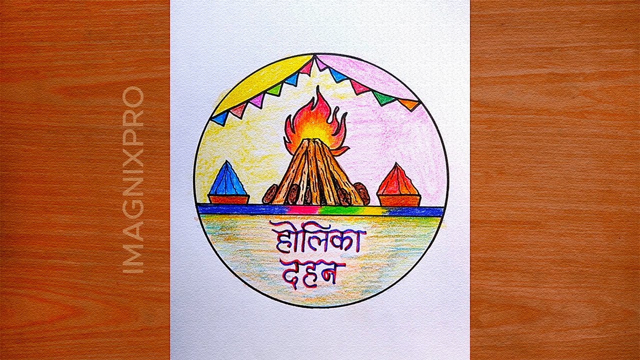 Holi fire puja easy drawing | How to draw Holi festival - Youtube #holi ...