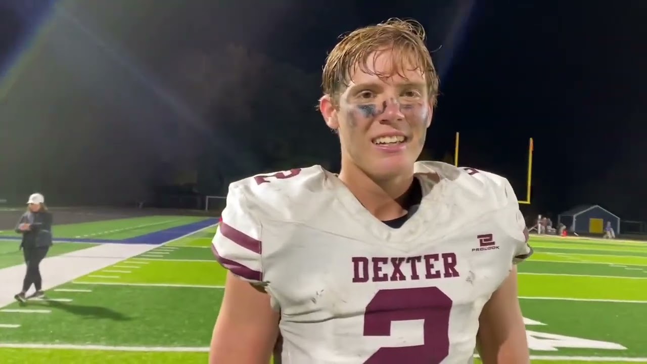 Dexter football players, coach discuss historic win over Chelsea - YouTube