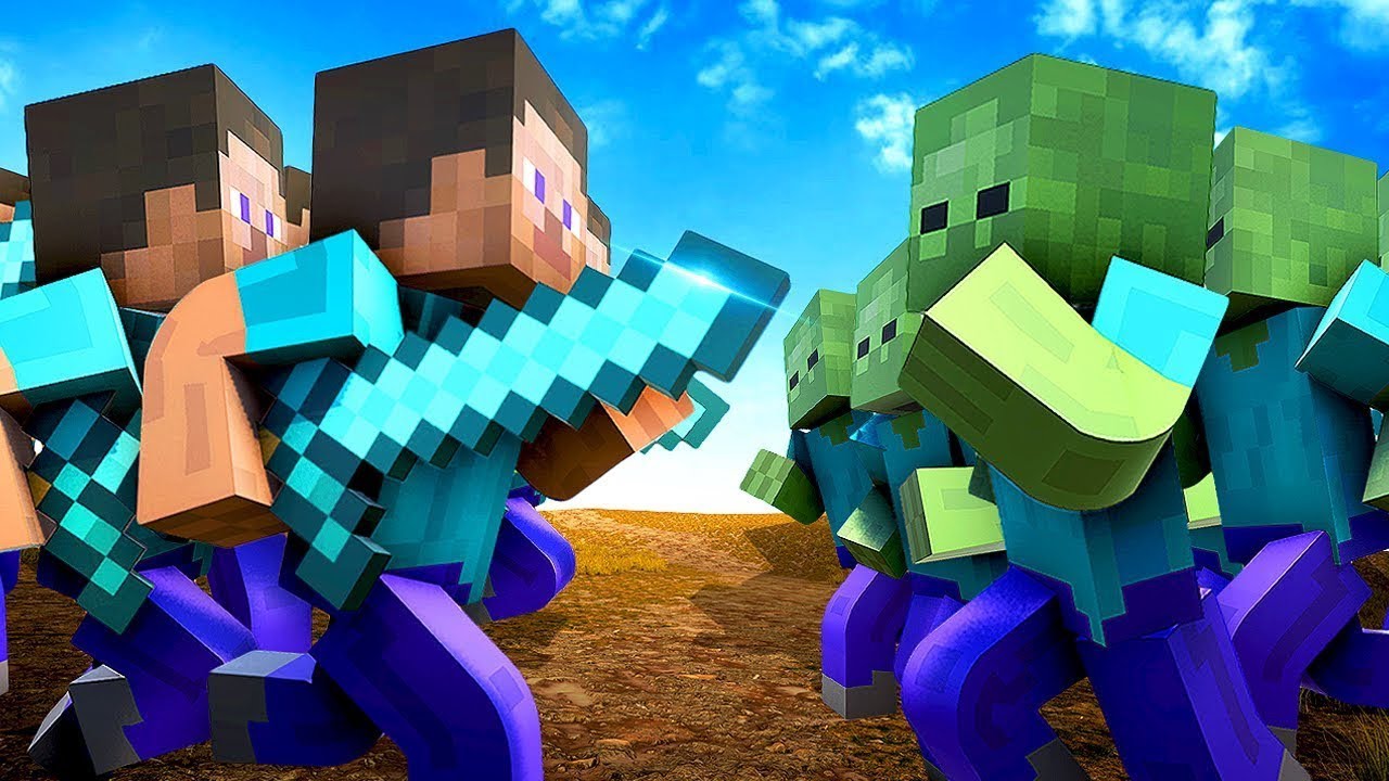 Extreme Zombie Fight in Minecraft Survival + I Built a Town Hall ...