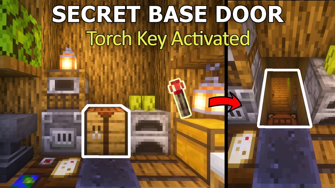 Minecraft: CRAFTING TABLE Hidden Secret Base Door (Minecraft Builds ...