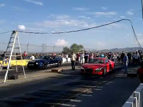 Mustang Shelby Cobra Vs Audi R8 V10 - YouTube