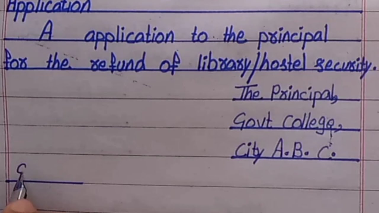 A application to the principal for the refund of library hostel ...