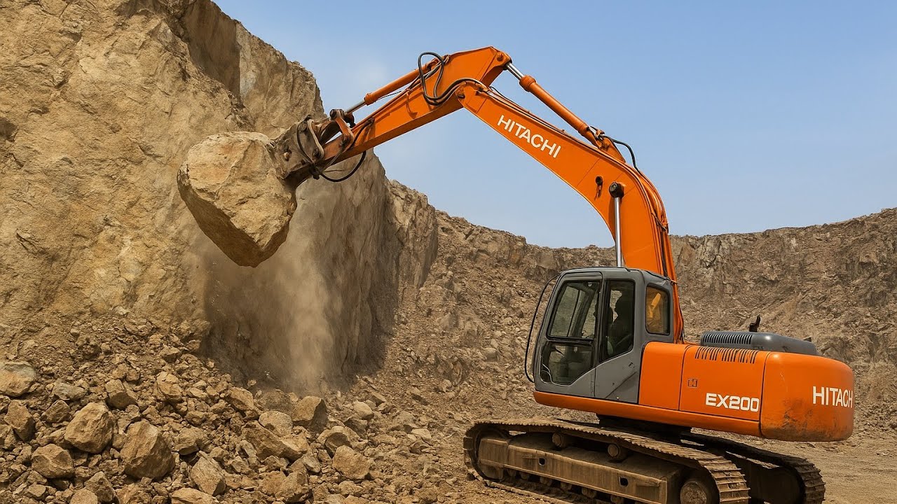 "Massive Rock Break with Excavator: Excavator's Power and Precision in ...