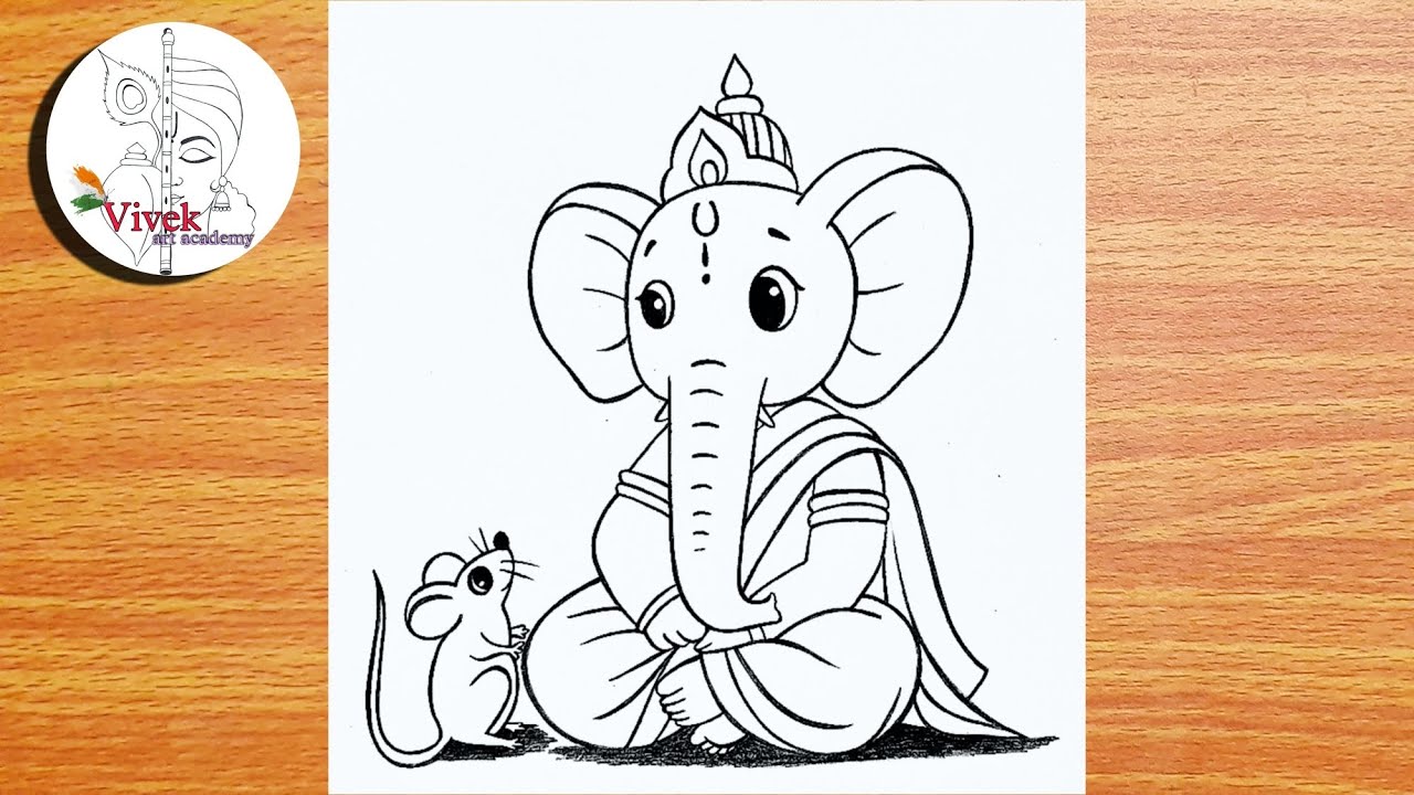 Beautiful Ganpati with Mouse | Easy Drawing | How to Draw Ganpati Bappa ...