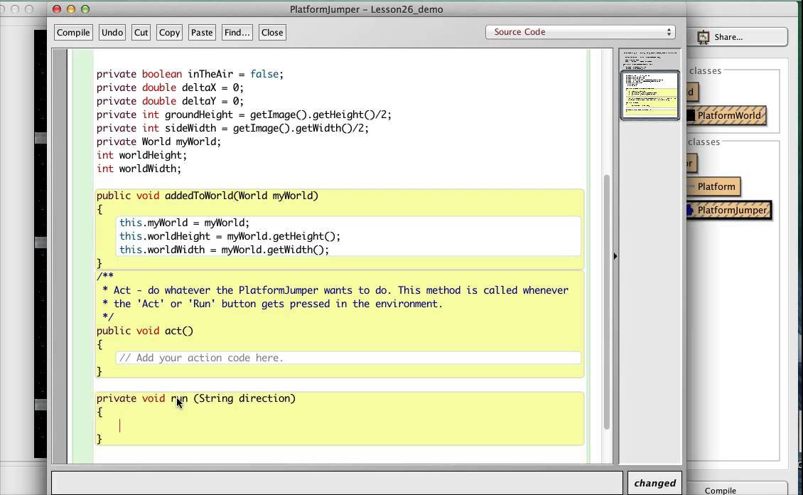 Greenfoot Lesson 26 - Simple platform game Part 1 - YouTube
