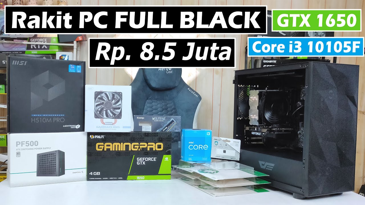Rakit PC FULL BLACK 8 Jutaan With Core i3 10105F & GTX 1650 GDDR6 - YouTube
