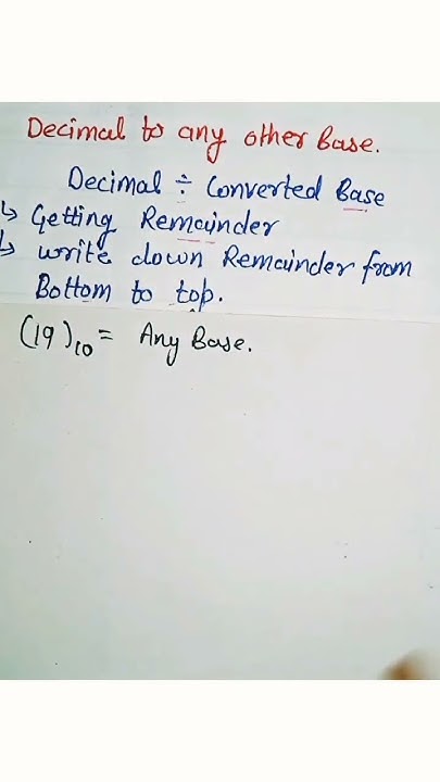 decimal to any other base|number system #decimal #binary #octal # ...