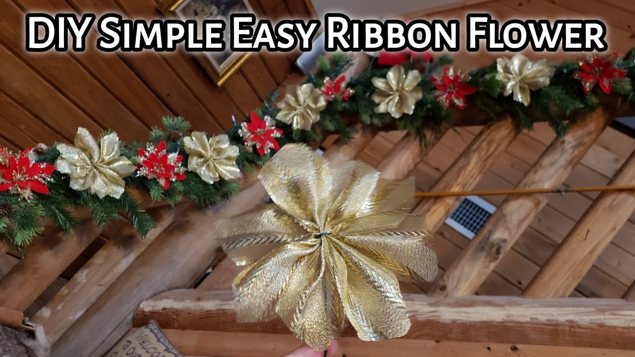 DIY | How to Make Simple Easy Ribbon Flower | Christmas Ribbon | by ...