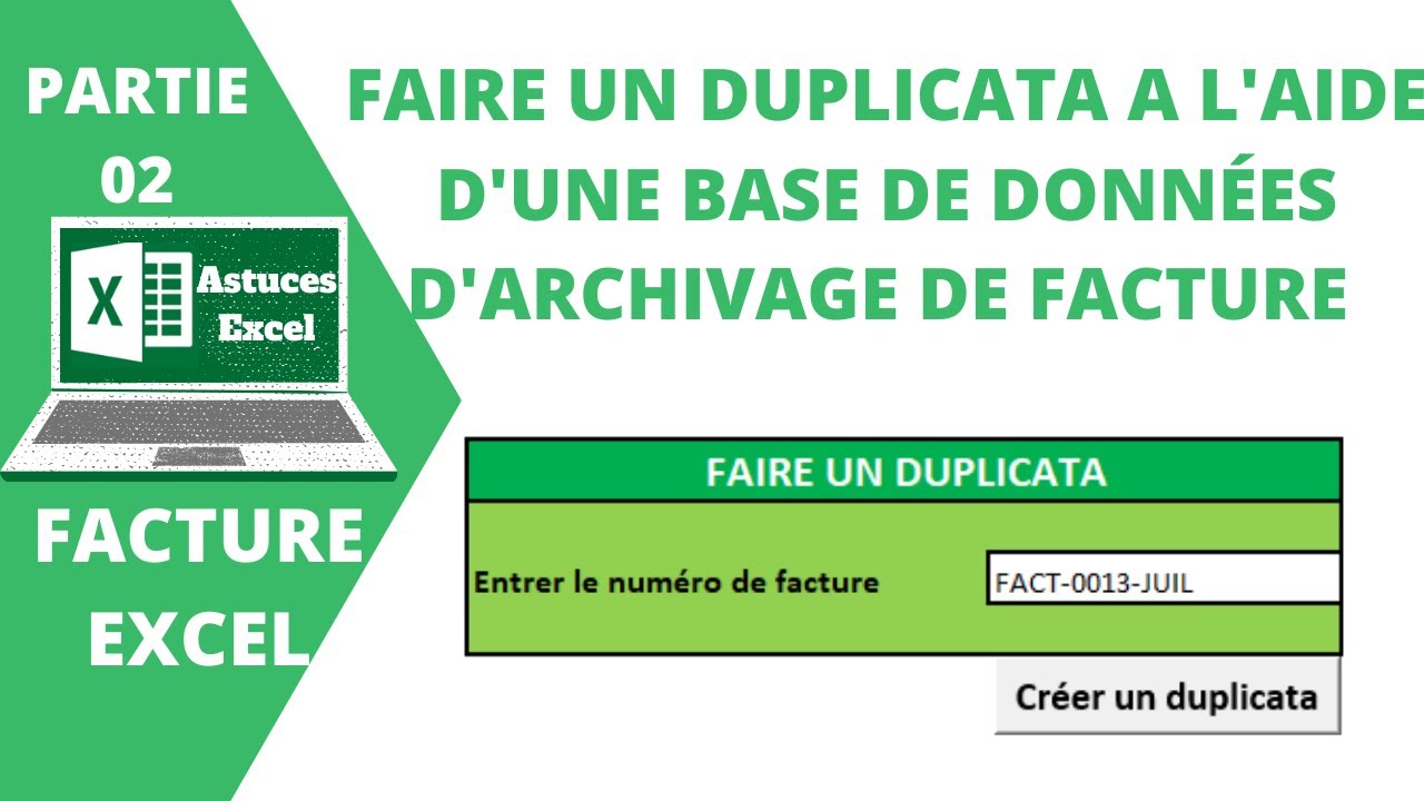 Générer un duplicata de facture sur Excel à l'aide d'une macro - YouTube