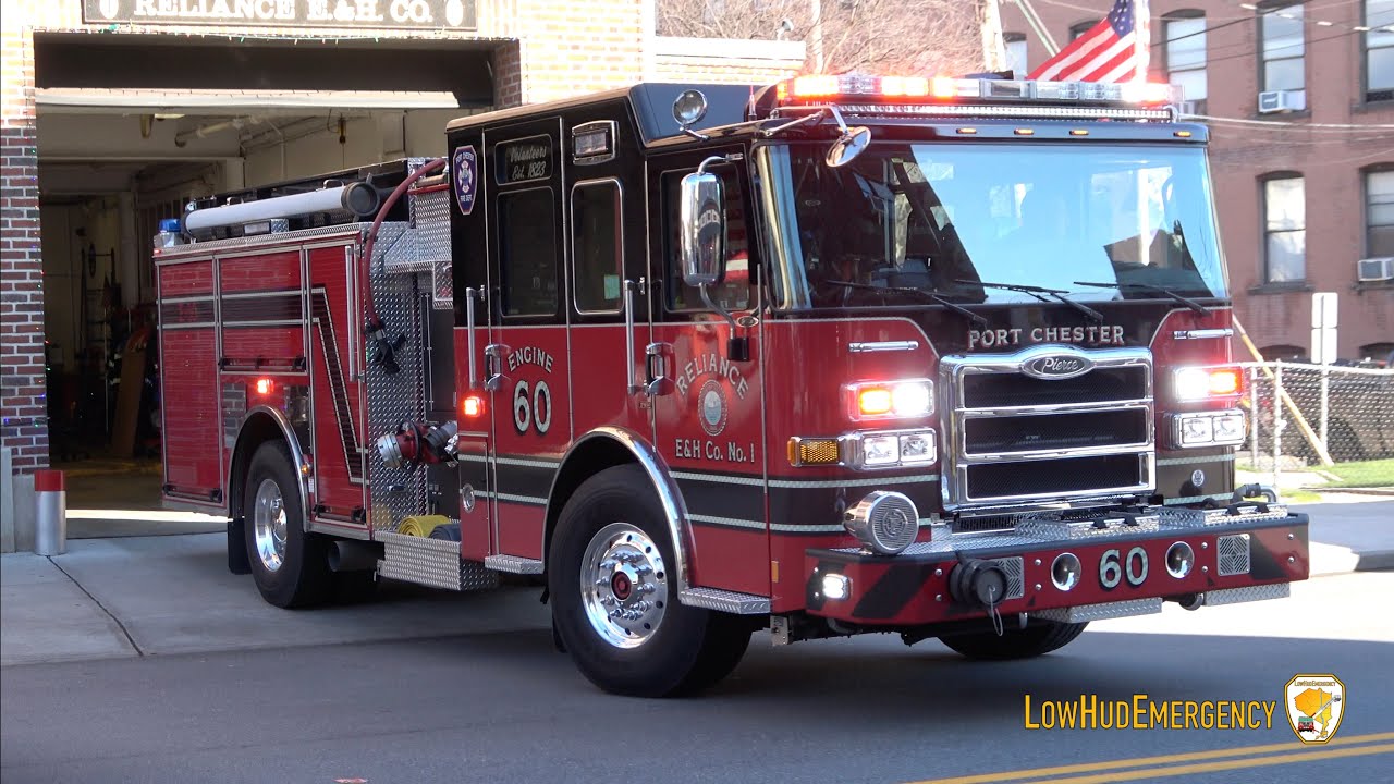 Port Chester FD Tower Ladder 2, Rescue 40, & Engine 60 Responding - YouTube
