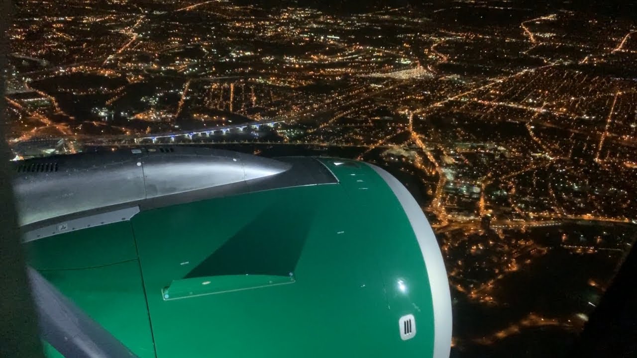 Frontier Airlines Night Flight Over Cleveland - YouTube