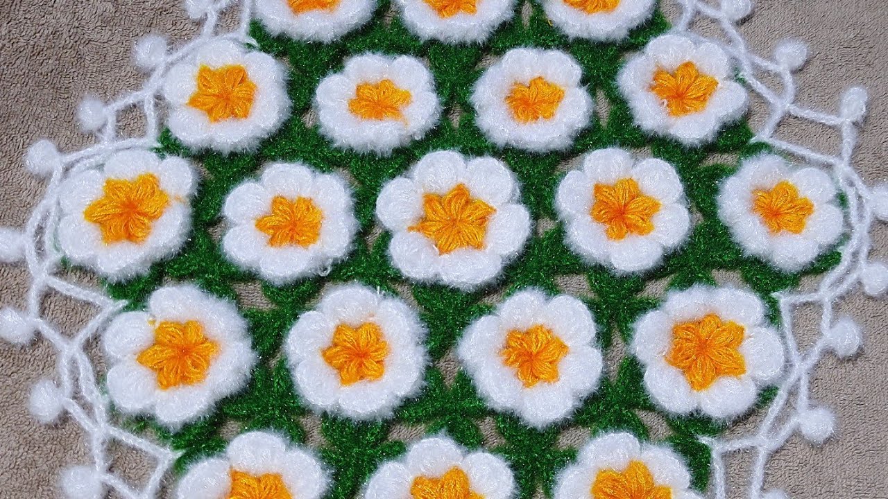 Crochet thalposh New design, woolen flower rumal, crosia design ...
