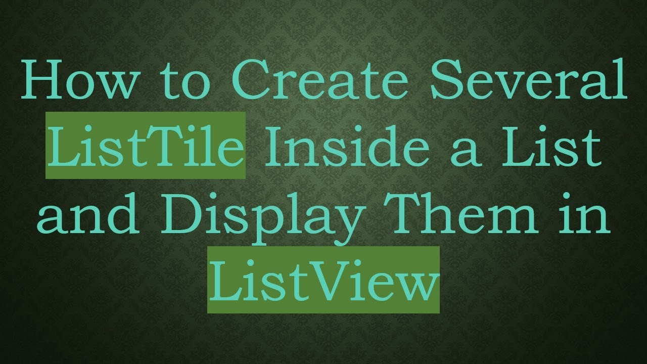 How to Create Several ListTile Inside a List and Display Them in ListView - YouTube