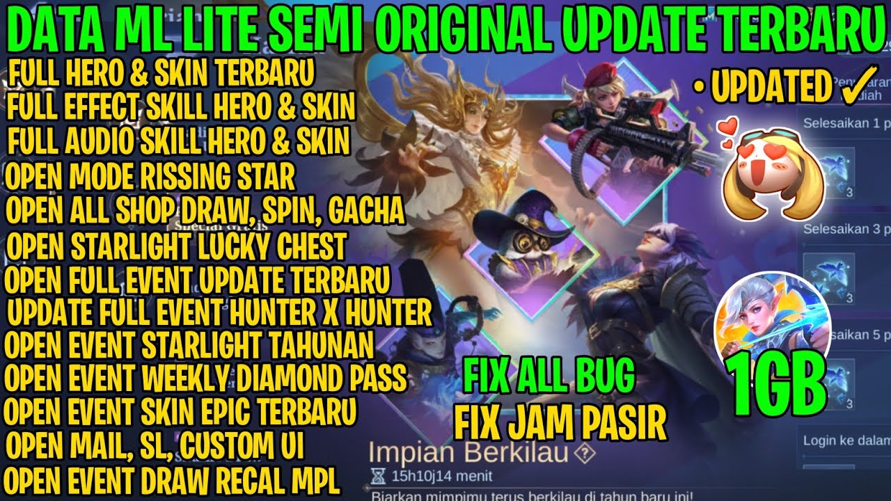 Data ML Lite 1GB Semi Original Full Event Update Terbaru || ML Lite Terbaru || Atasi Lag ML ...