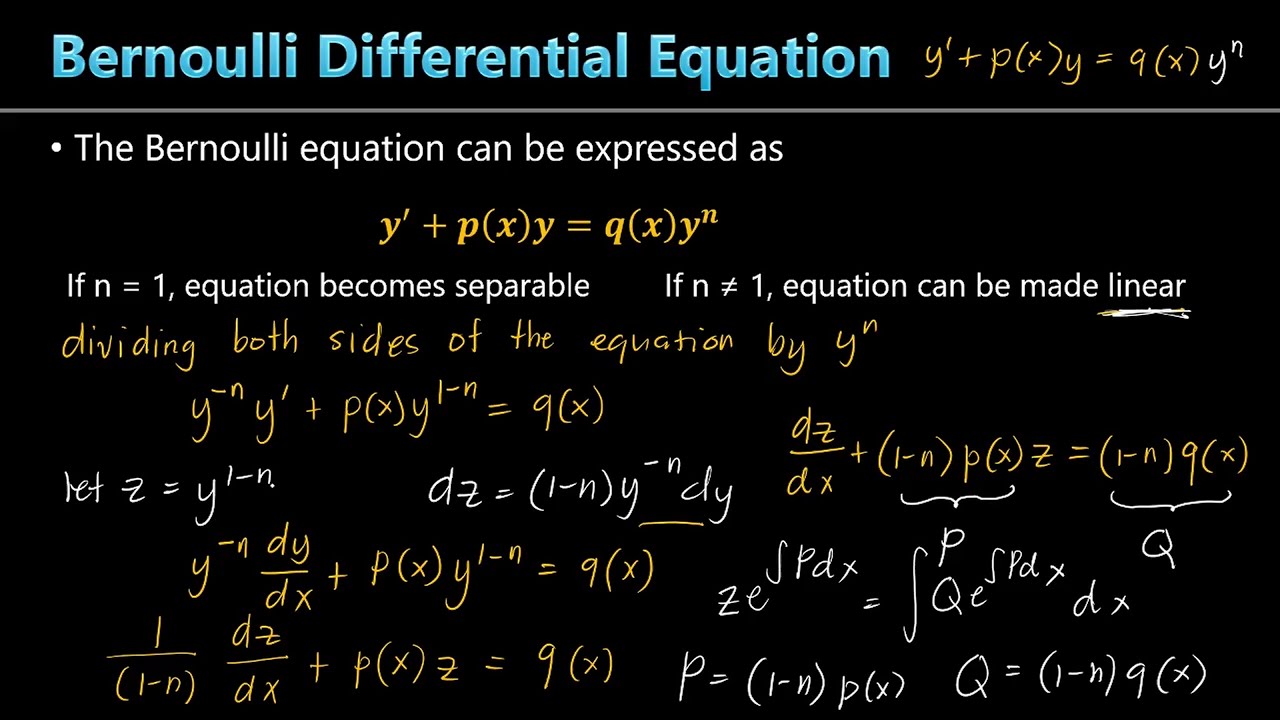 Bernoulli Differential Equation YouTube