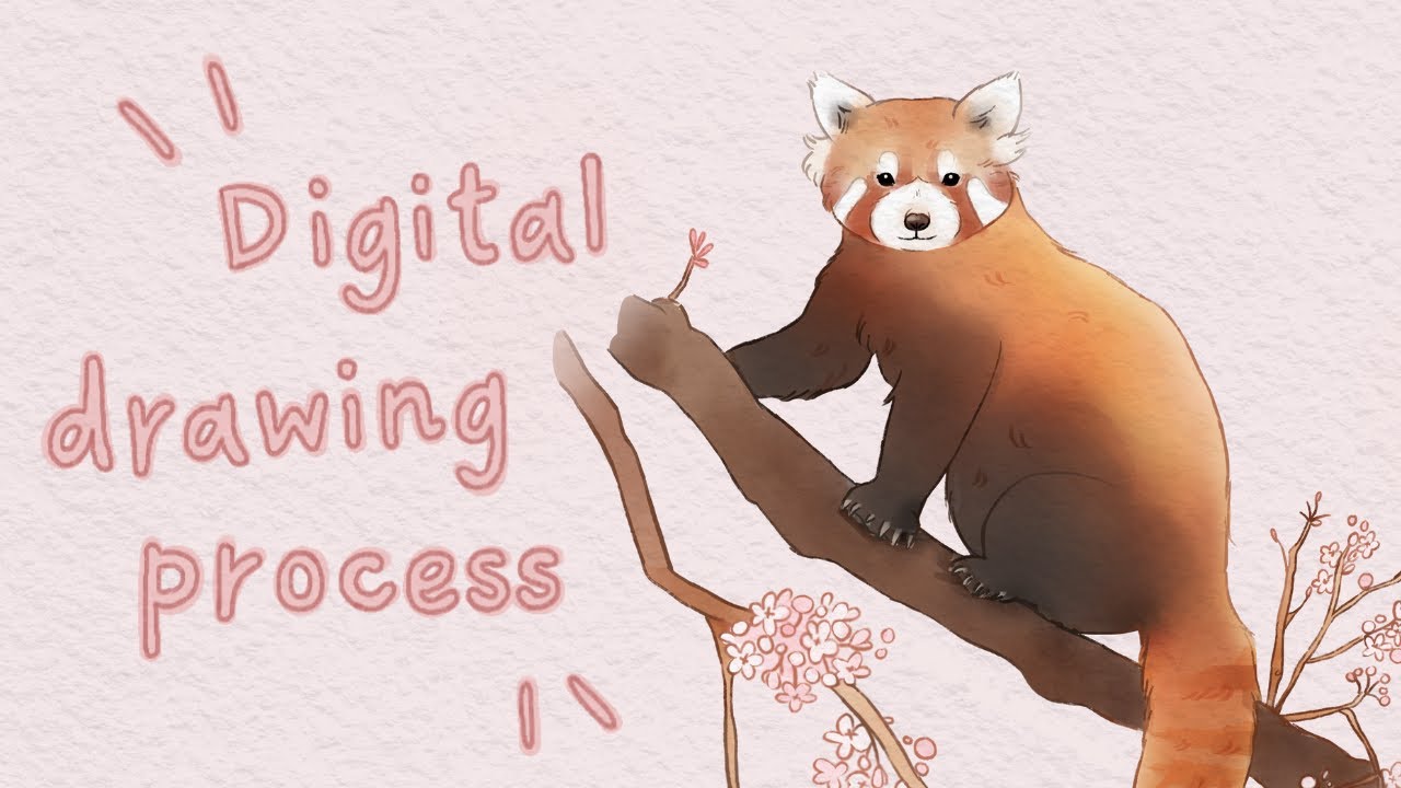 Red Panda | Digital Art Process in Krita Using Watercolor Brushes - YouTube