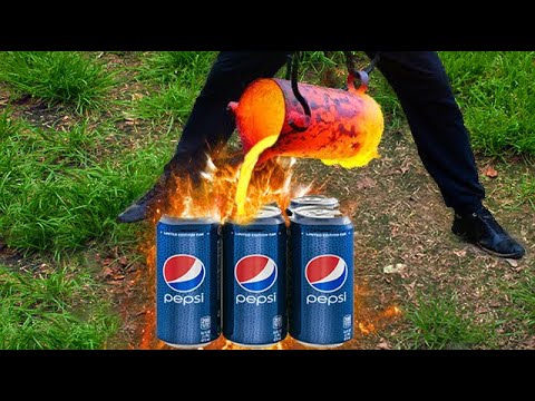 Experiment: LAVA vs PEPSI Cans - YouTube