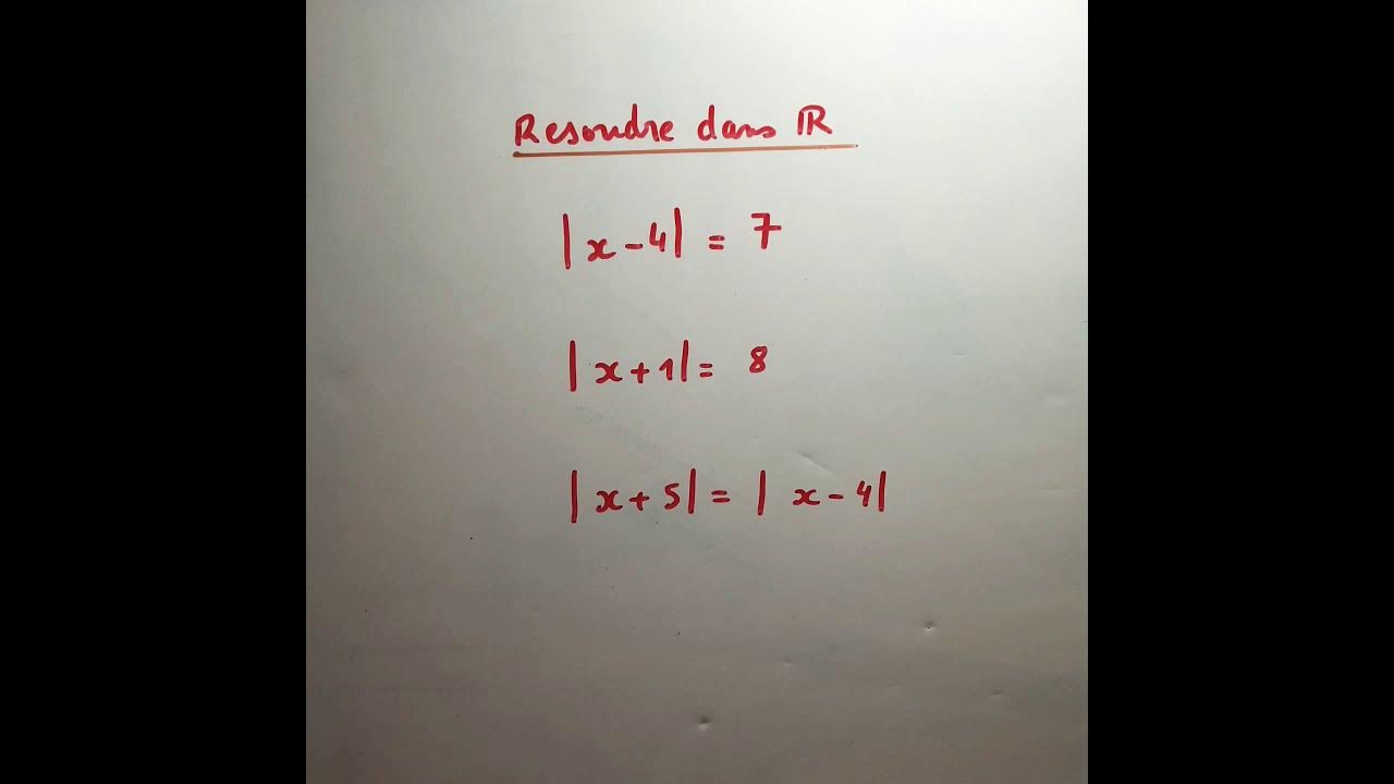 Exercice : Résoudre des équations avec des valeurs absolues. - YouTube