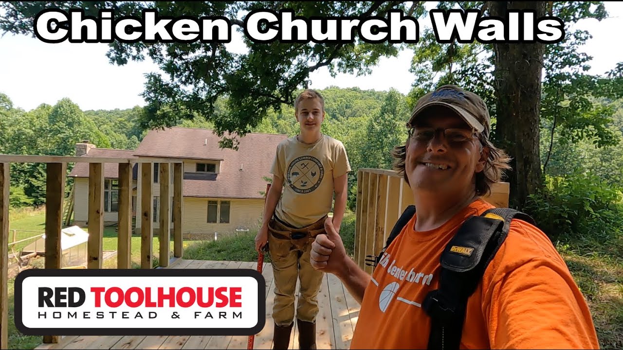 Framing the walls on the CHICKEN CHURCH (with some help) - YouTube