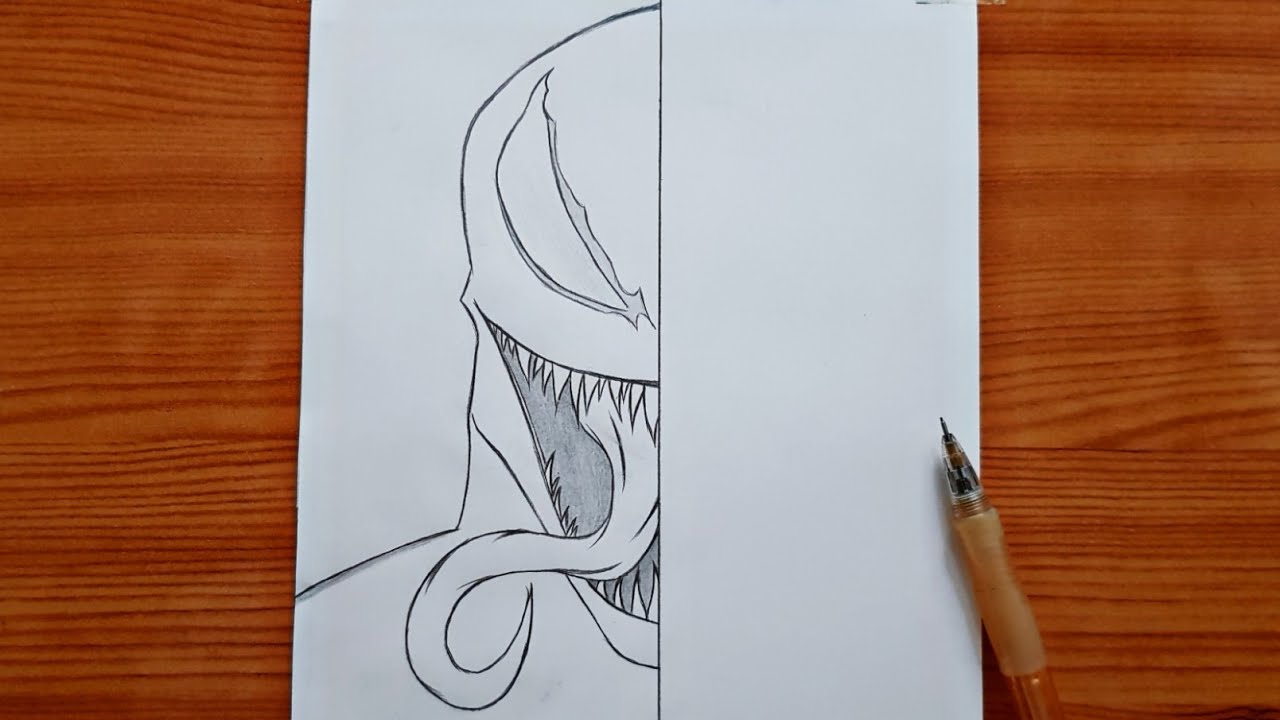 How to draw Venom | Venom step by step | easy tutorial drawing - YouTube
