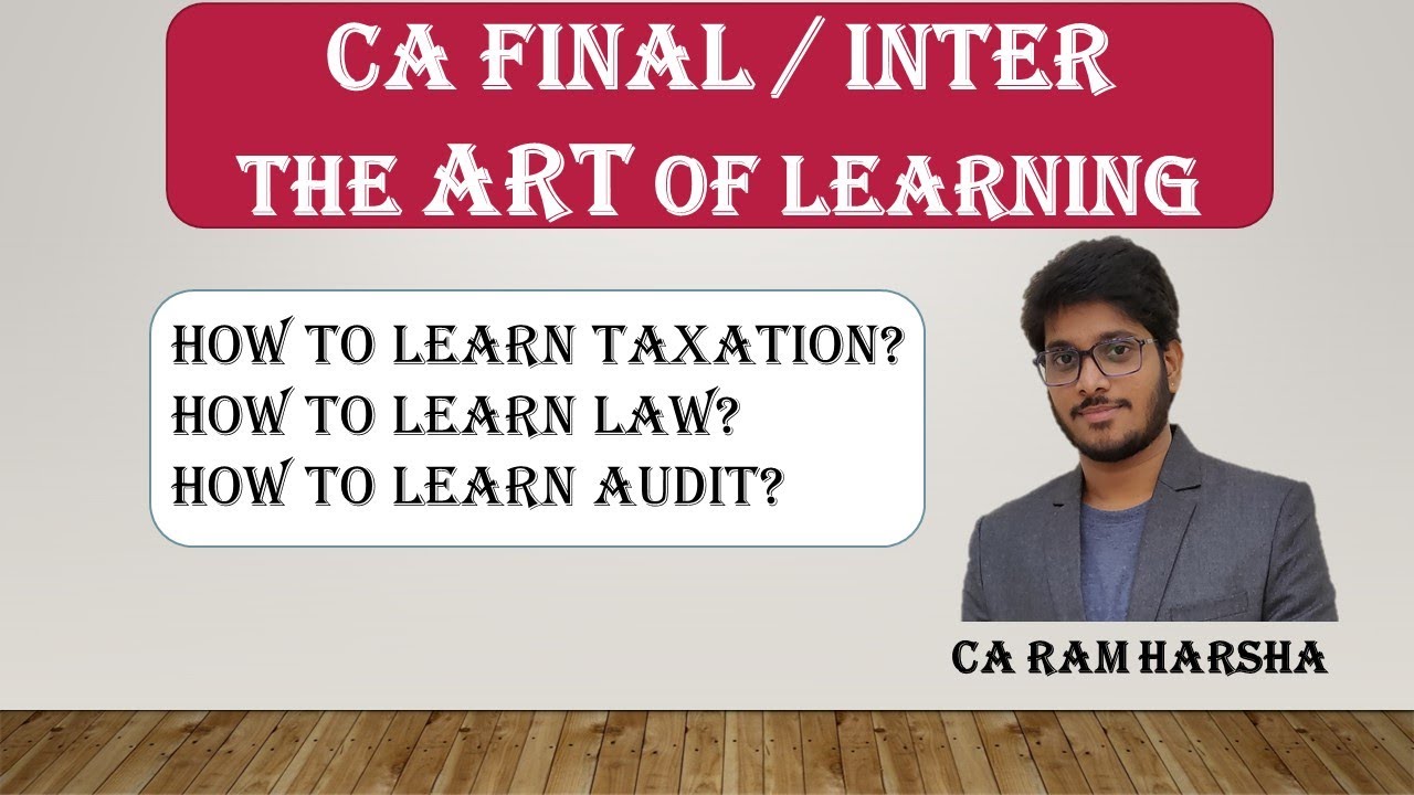HOW TO LEARN LAW? TAX? - BY CA RAM HARSHA - YouTube
