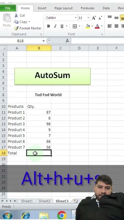 Excel auto sum shortcut key #excel #tips #exceltips - YouTube