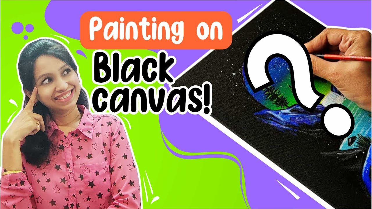 Painting on Black Canvas | Night scenery | Acrylic Painting | Canvas ...