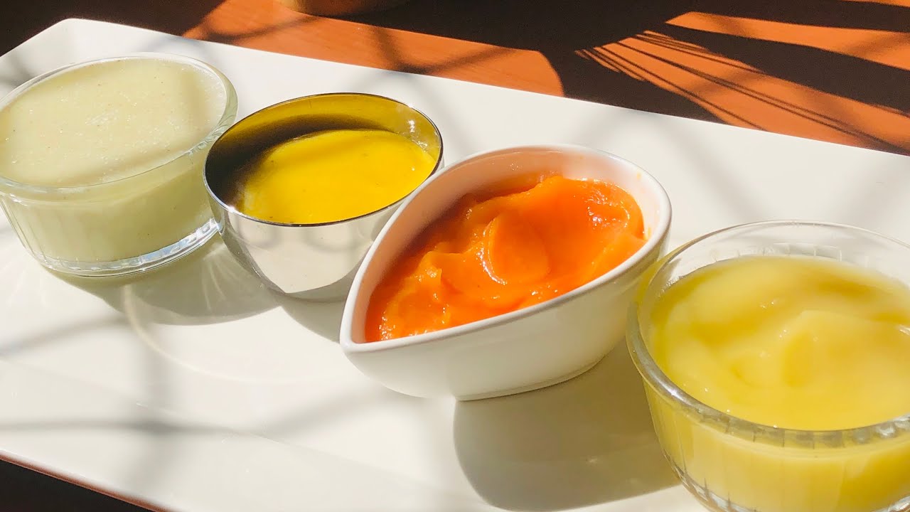 4 Baby Foods from 6 to 12 months | Fruit & Vegetable Puree | First ...