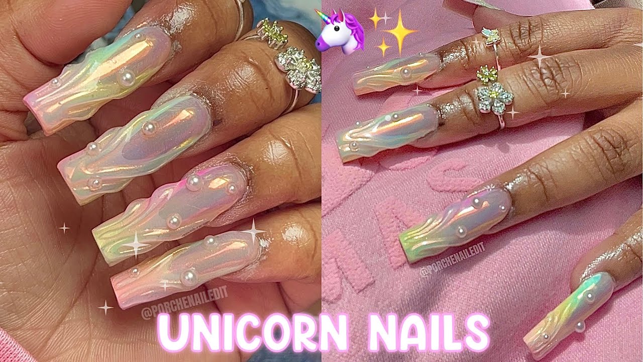 CHROME UNICORN 🦄 NAILS WITH 3D NAIL ART | WHERE HAVE I BEEN ? 😩 | FULL ACRYLIC NAIL TUTORIAL 💗 ...